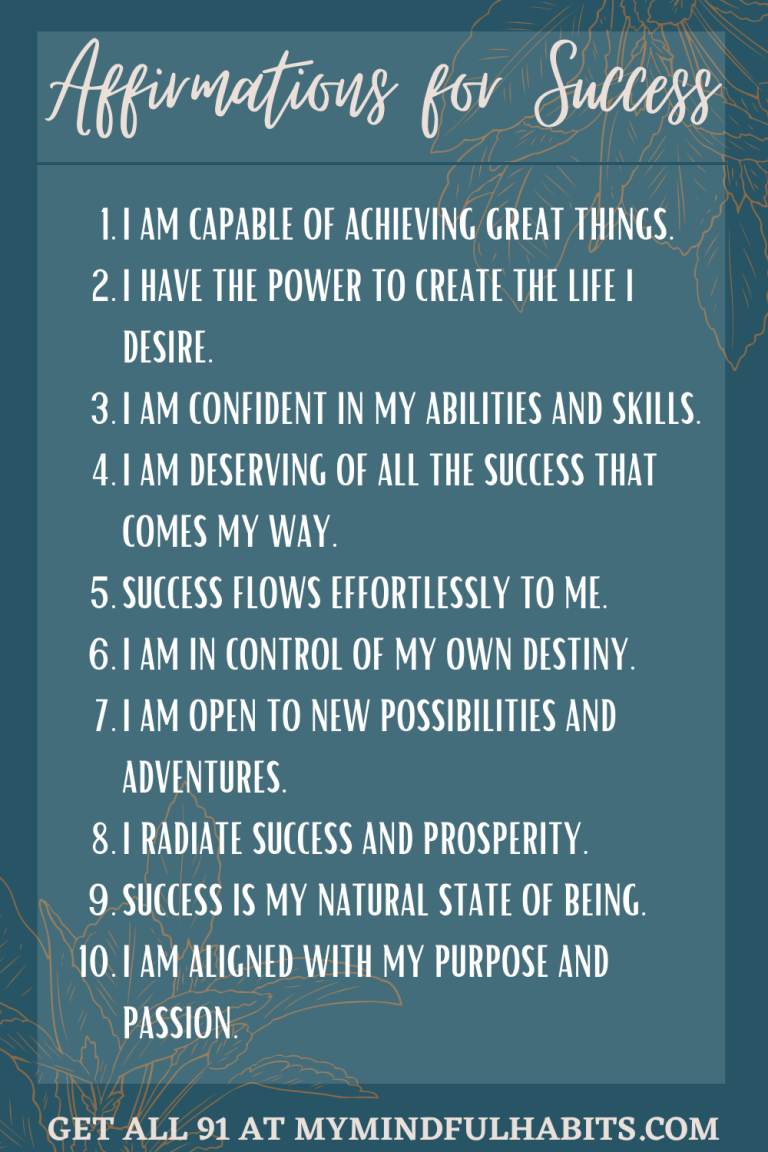 91 Positive Affirmations for Success in Life