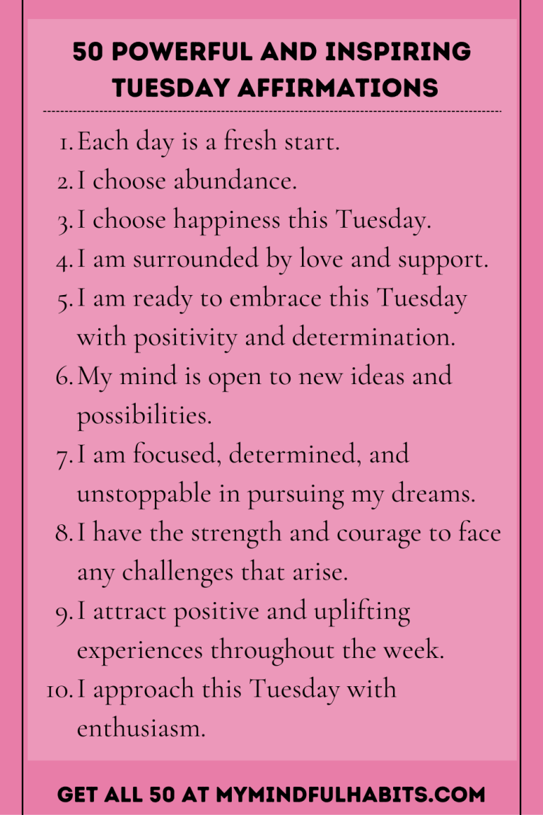 50 Positive Tuesday Affirmations to Inspire Your Day